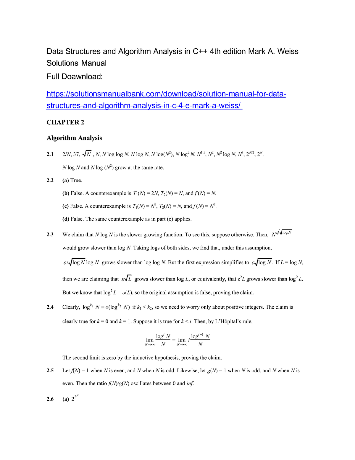 Datenpdf - Doc - Data Structures and Algorithm Analysis in C++ 4th ...