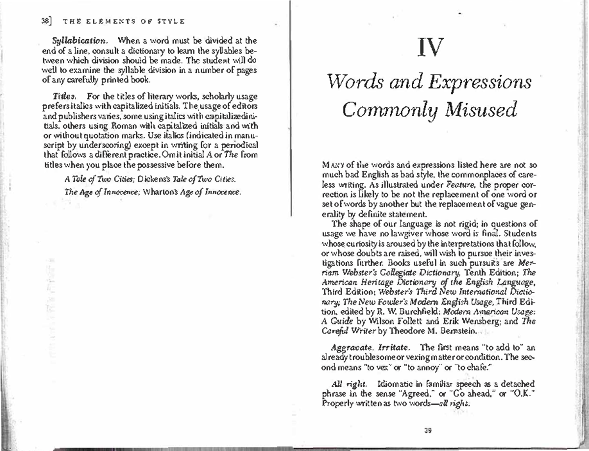 Reading Strunk&White - article - 38) THE EL£MENTS OF STYLE ...