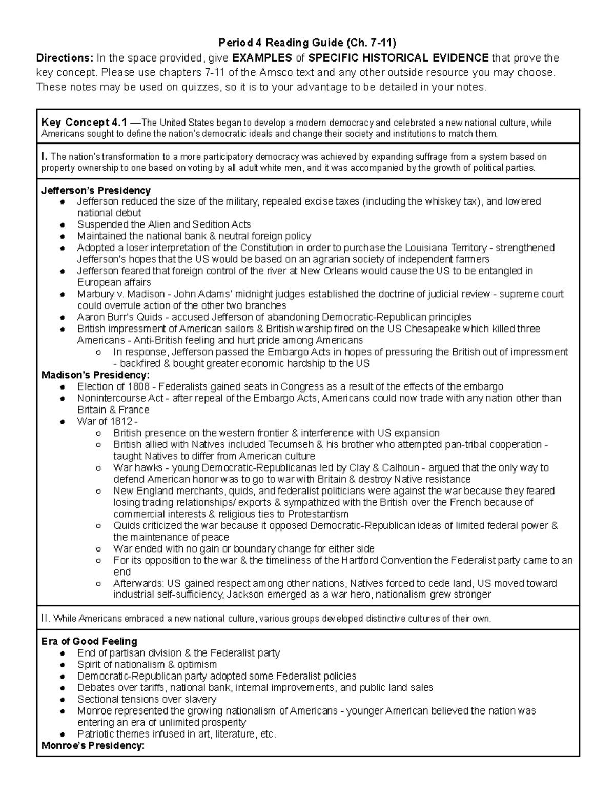 Period 4 Reading Guide (Ch. 7-11) - Period 4 Reading Guide (Ch. 7-11 ...