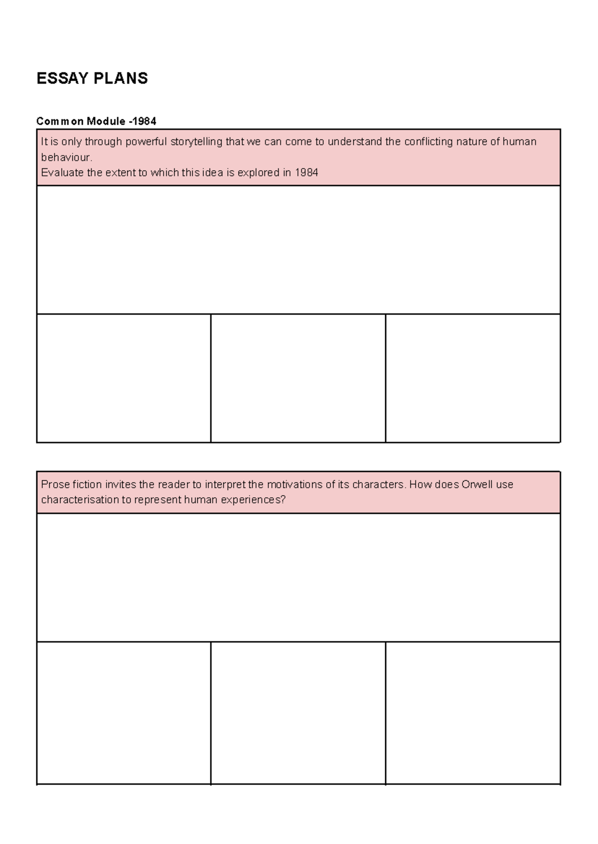 HSC English Advanced Trial Prep - ESSAY PLANS Common Module - It is ...