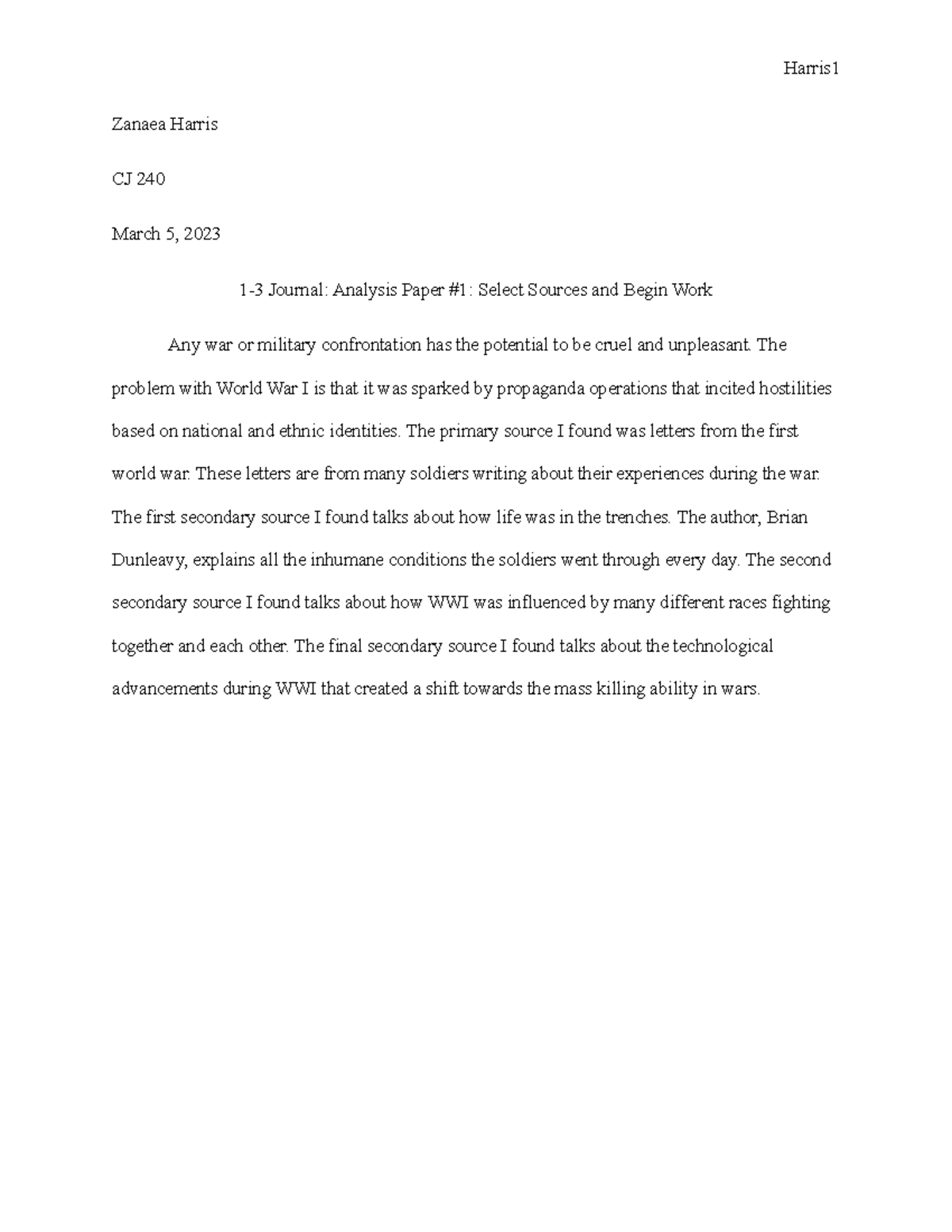 1-3 Journal Analysis Paper #1 Select Sources and Begin Work - The ...