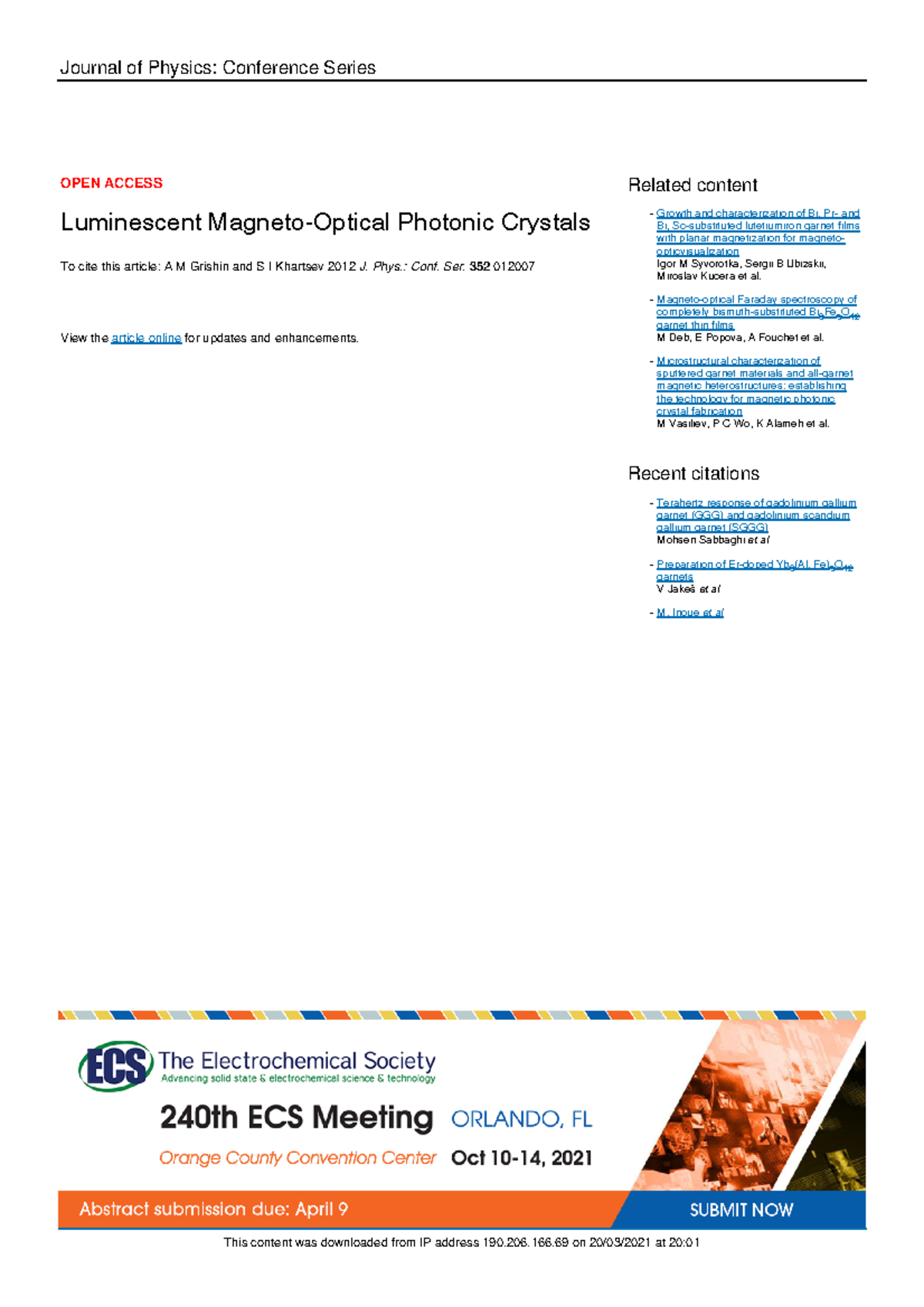 Grishin 2012 J. Phys. Conf - Journal of Physics: Conference Series OPEN ...