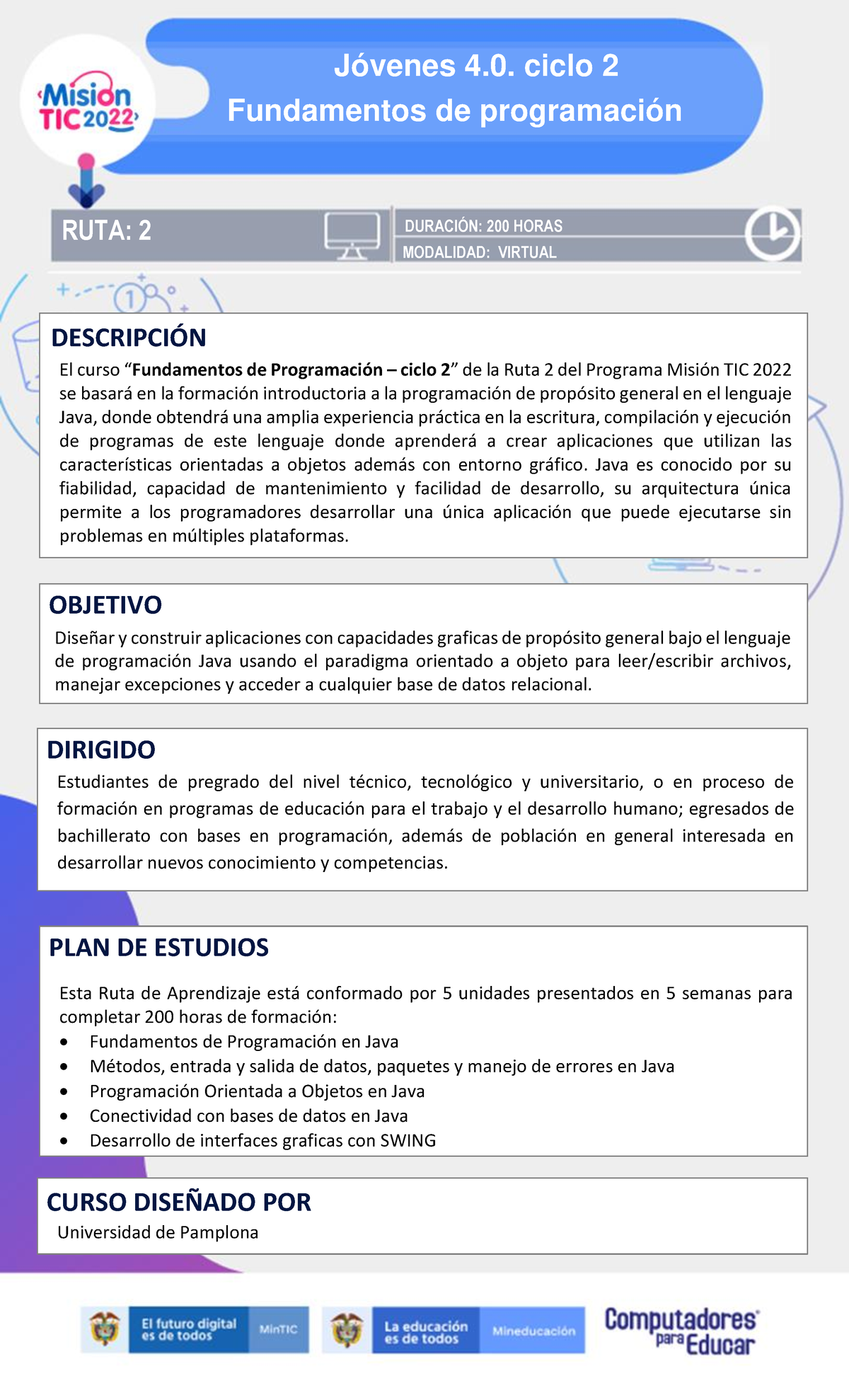 Ruta 2 - Fundamentos de programación ciclo II - Java - Jóvenes 4. ciclo ...