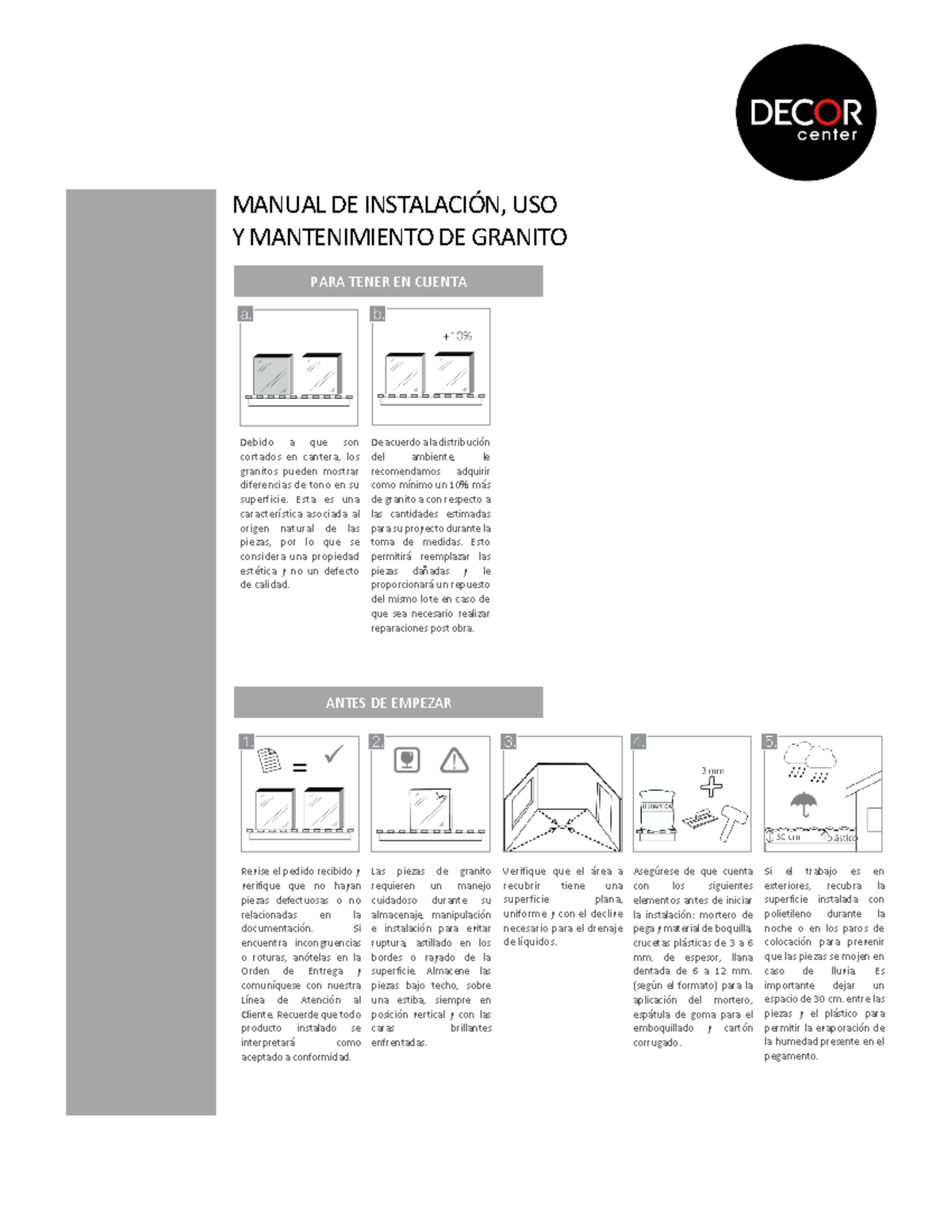 MI- Granito-VS2 - info del granito - MANUAL DE INSTALACI”N, USO Y ...