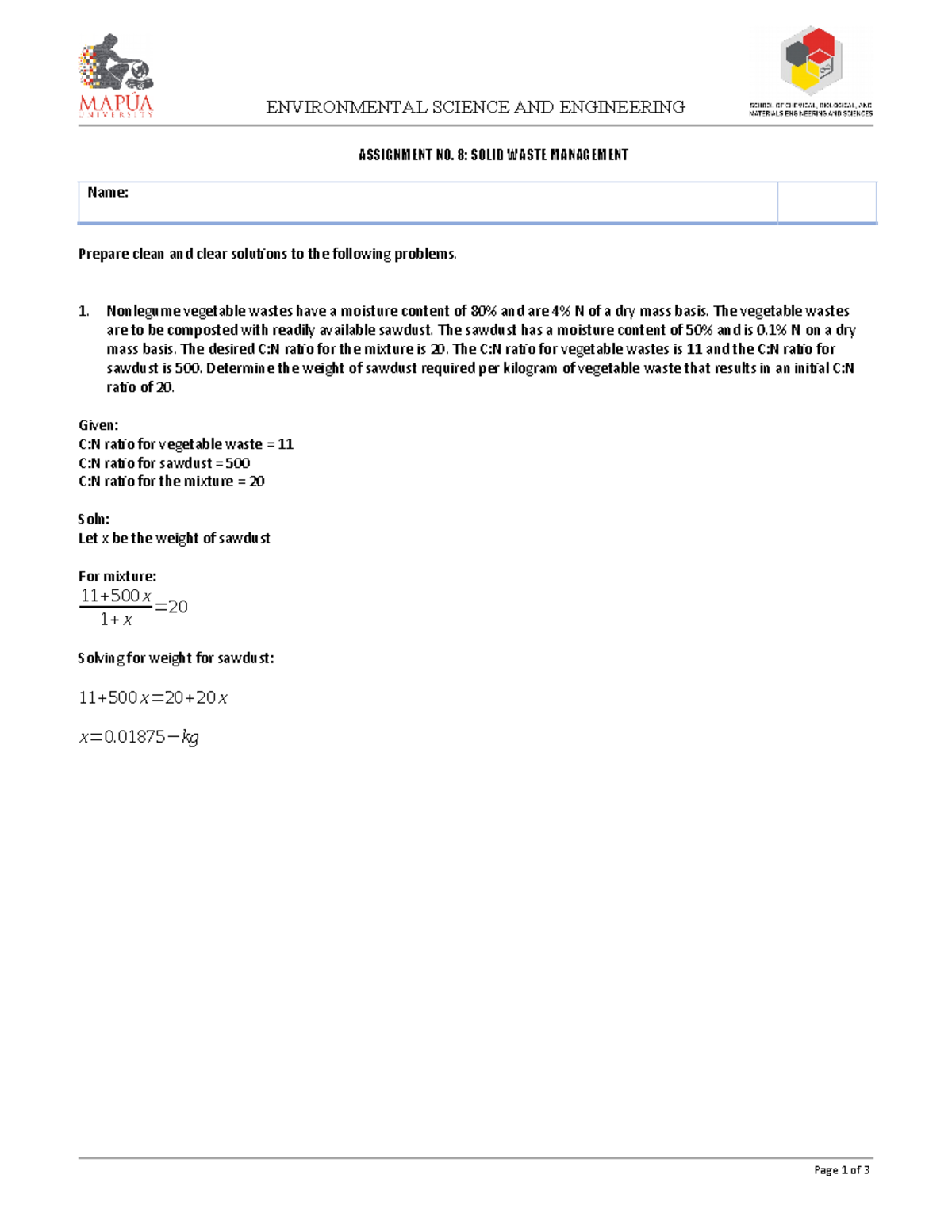 solid waste management and whatnot, - ENVIRONMENTAL SCIENCE AND ...