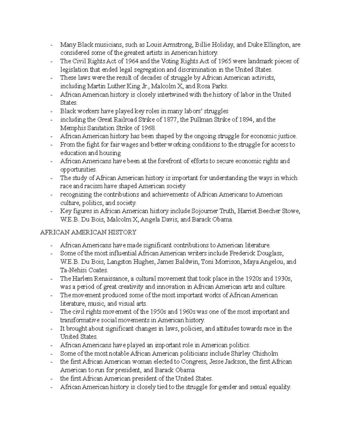 African American History Notes 2 - Many Black musicians, such as Louis ...