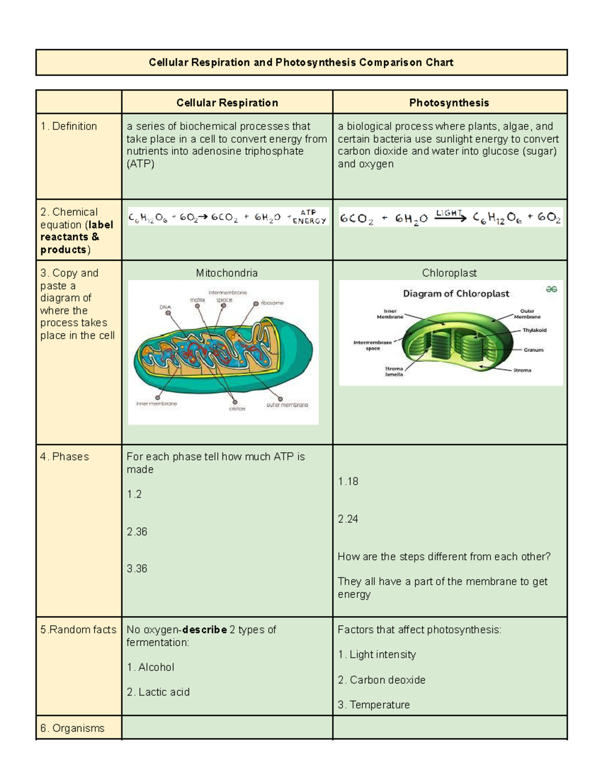 Copy of Gillett - Cellular Respiration and Photosynthesis Comparison ...