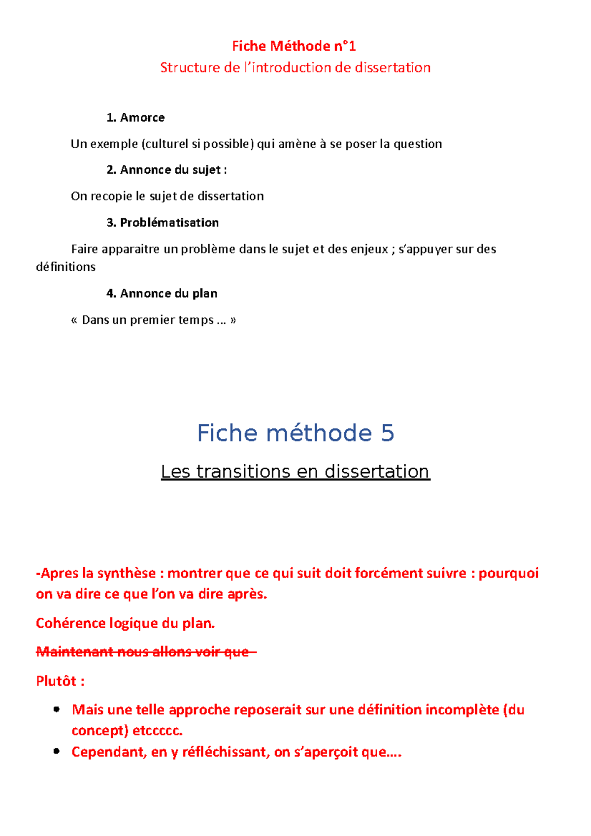 Fiche methode 1 intro - Fiche Méthode n° Structure de l’introduction de ...