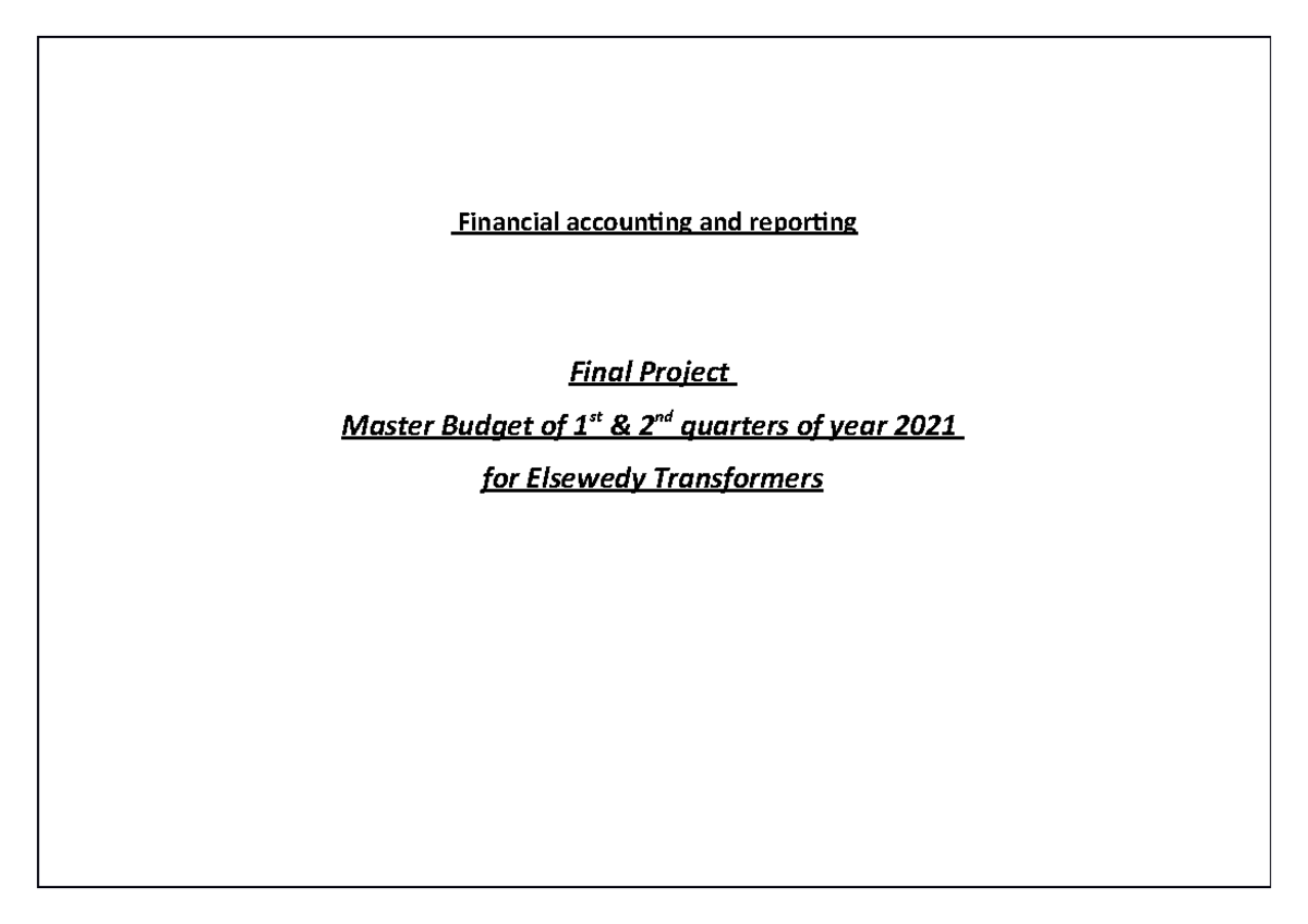 Final Project - Financial accounting and reporting Final Project Master ...