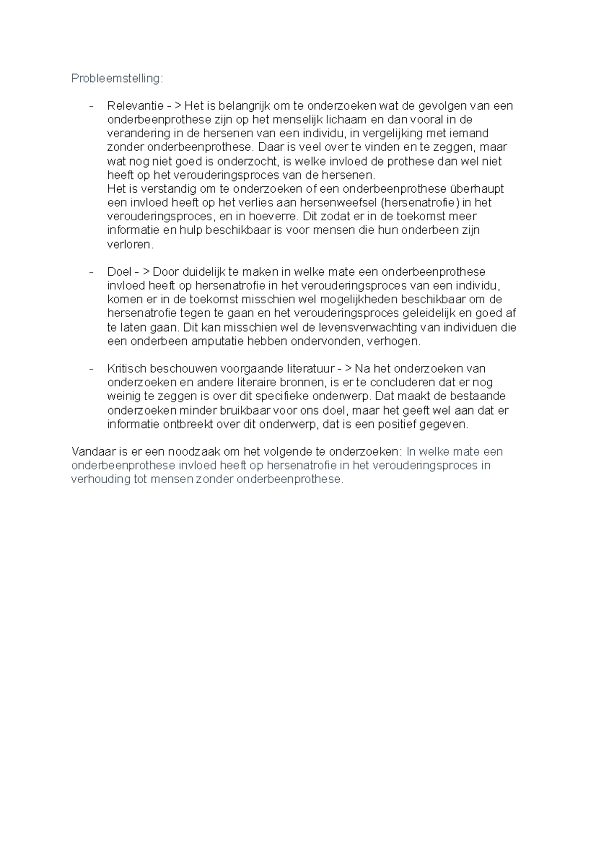 Inleiding av - Probleemstelling: Relevantie - > Het is belangrijk om te ...