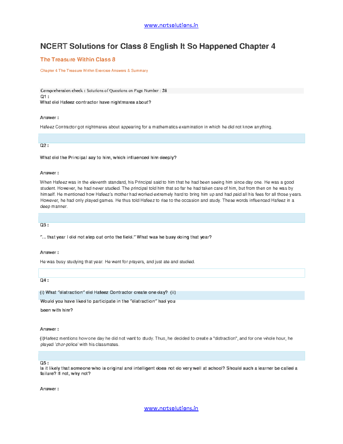 Ncert Solutions for Class 8 English It So Happened Chapter 4 - Q2 ...