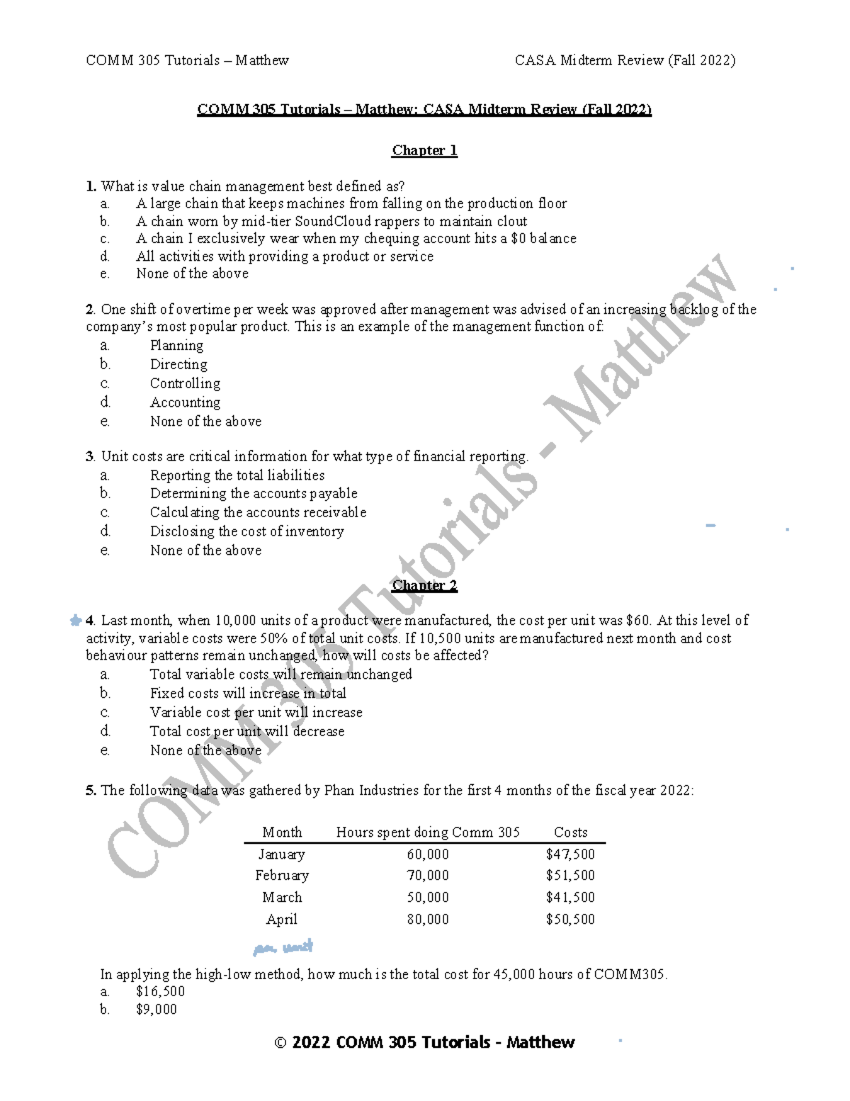 mock exam comm 305 - COMM 305 Tutorials – Matthew: CASA Midterm Review ...