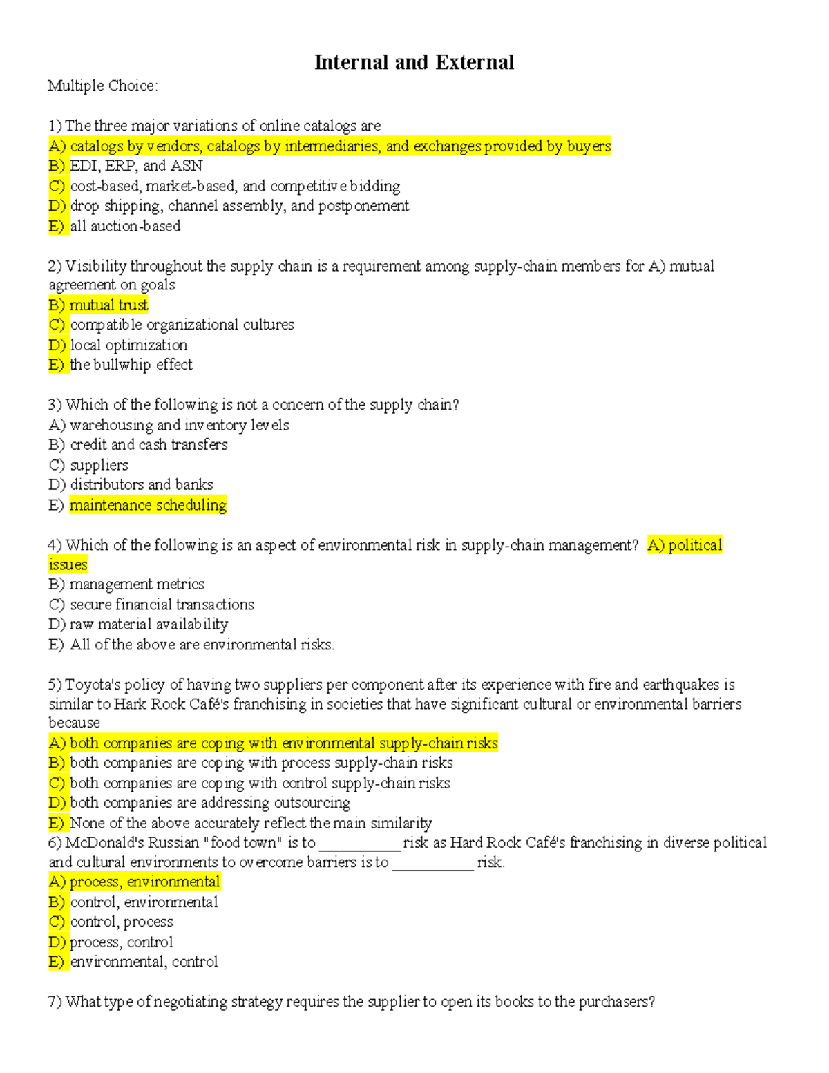 Internal And External - Exams questions - Internal and External ...
