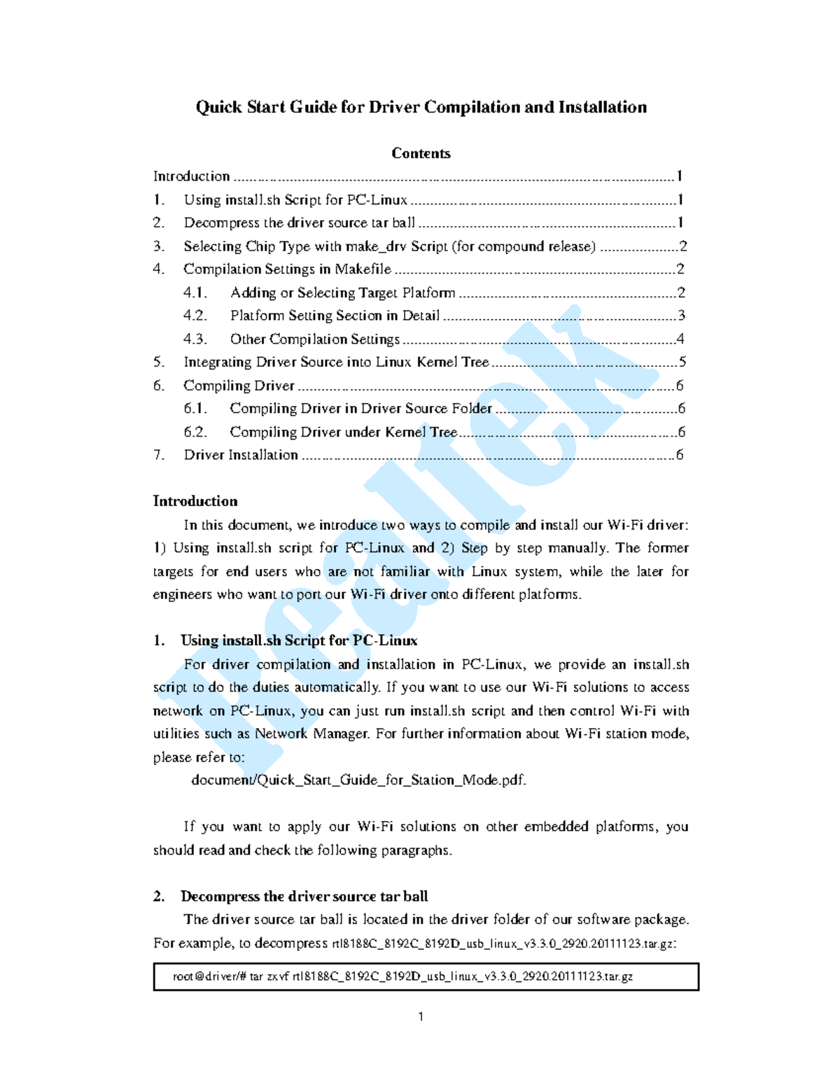 Quick Start Guide for Driver Compilation and Installation - Quick Start Guide for Driver ...