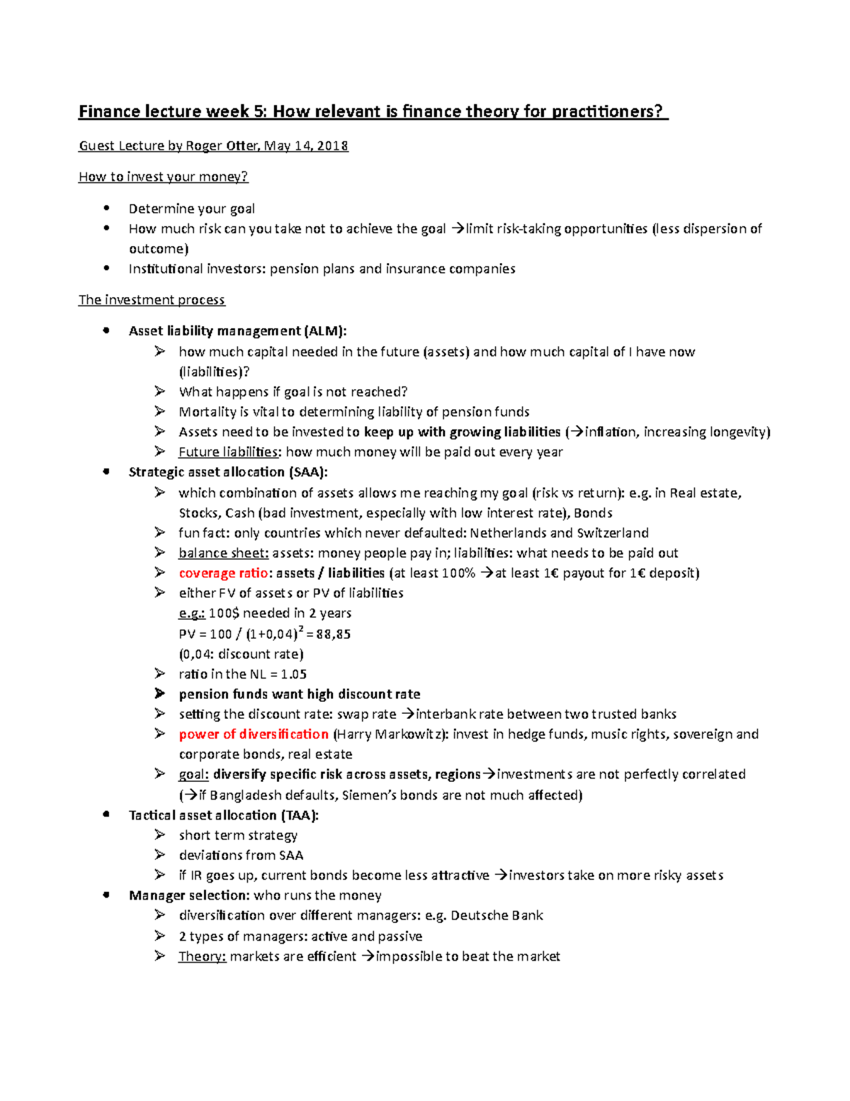 Finance Guest Lecture week 5 - Finance lecture week 5: How relevant is ...