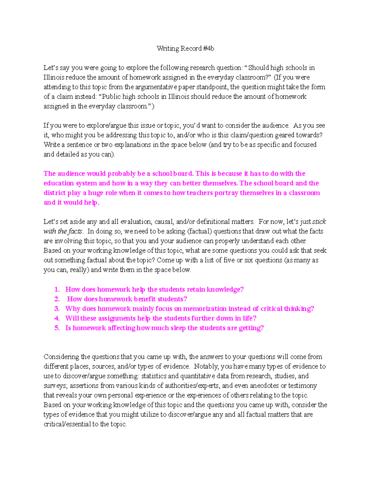 Writing Record #4b - Writing Record #4b Let’s say you were going to ...