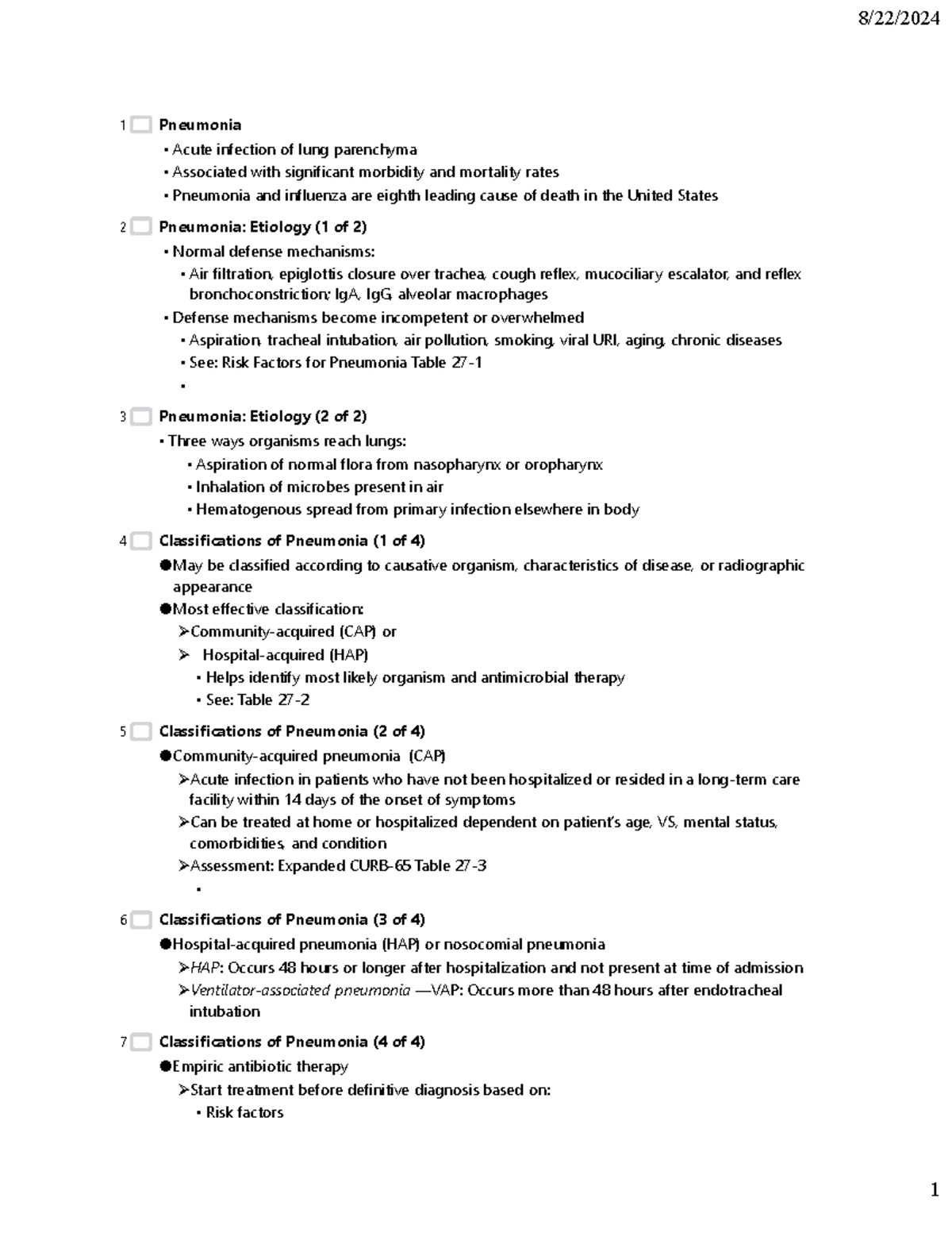 Week 1 Pe Pneumo Chest Tubes PDF - Pneumonia - Acute infection of lung ...