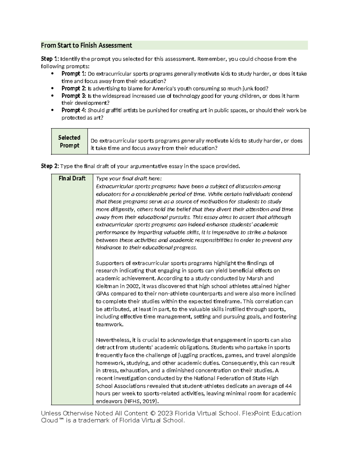From start to finish assessment - From Start to Finish Assessment Step ...