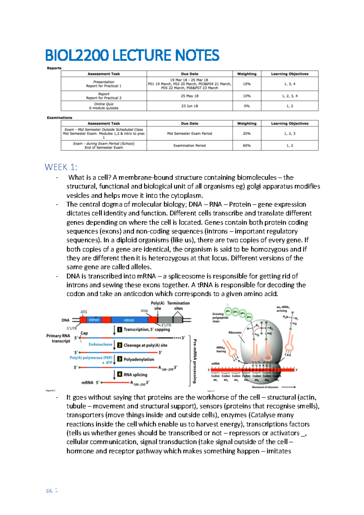 BIOL2200 Module 1 Lecture notes - BIOL2200 LECTURE NOTES WEEK 1: pg. 1 ...