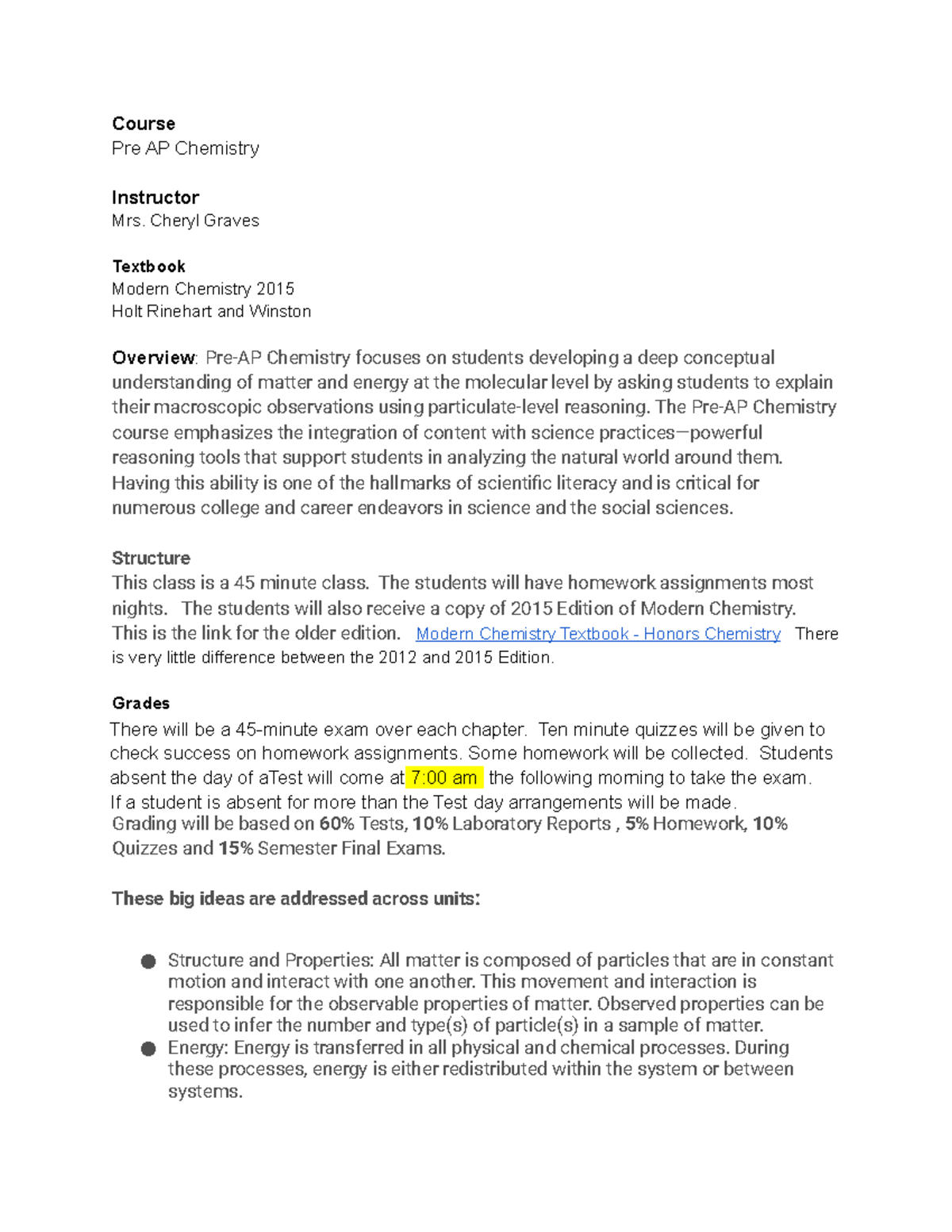 Advanced-Chemistry-Syllabus - Course Pre AP Chemistry Instructor Mrs ...