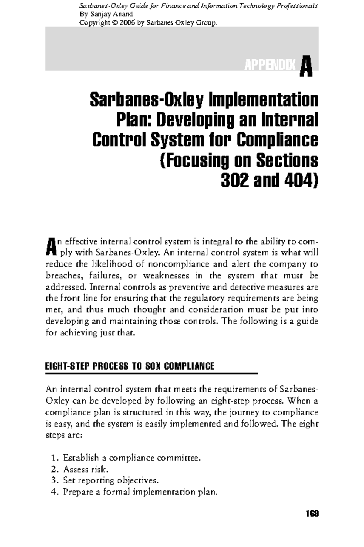 Sarbanes‐Oxley Guide for Finance and Information Technology ...