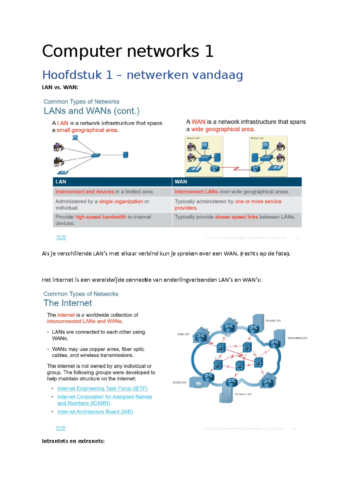 Computer networks 1 - hoofdstuk 1 - WAN: Als je verschillende LAN’s met ...