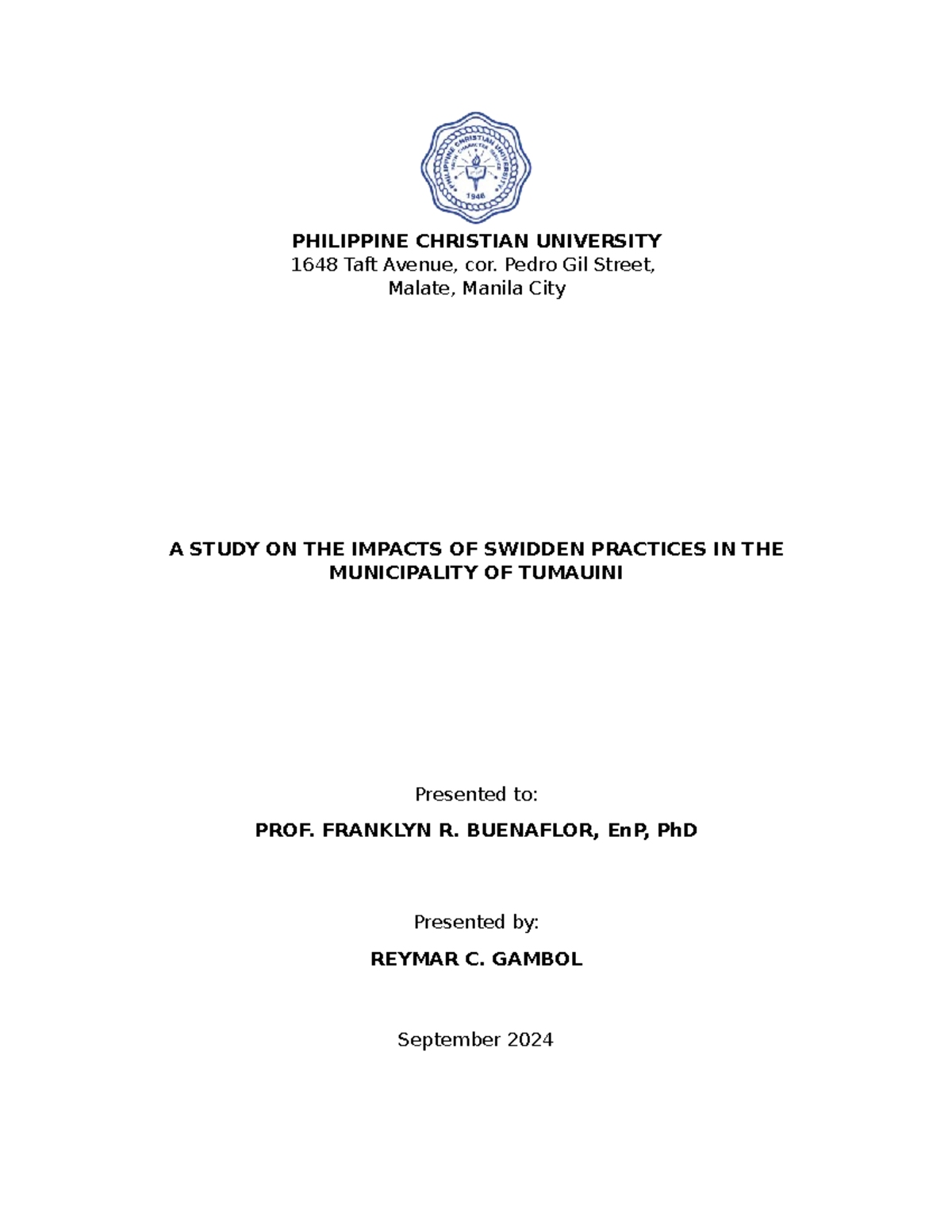 MMEP Research - Capstone Project - PHILIPPINE CHRISTIAN UNIVERSITY 1648 ...