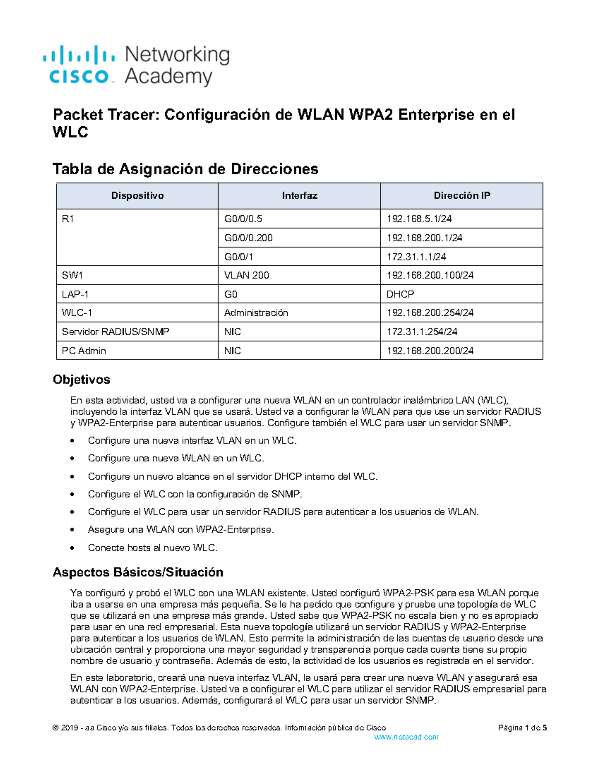 Configure-a-wpa2-wlc es-XL - ã 2019 - aa Cisco y/o sus filiales. Todos los derechos reservados ...