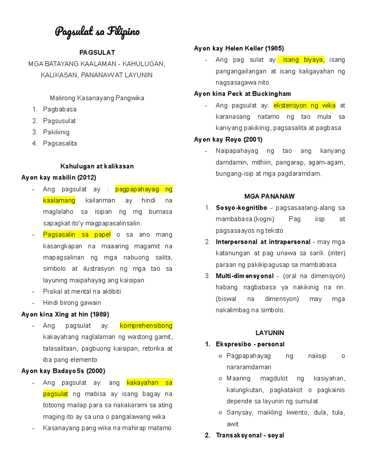 Pag sulat sa filipino sa piling larangan - Pasula s Filipin PAGSULAT ...