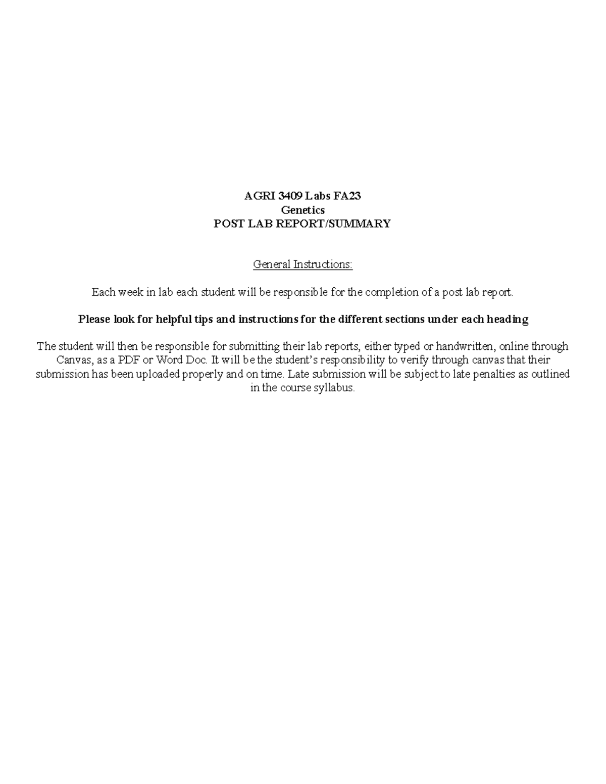 GMO - Post Lab - post lab - AGRI 3409 Labs FA 23 Genetics POST LAB ...