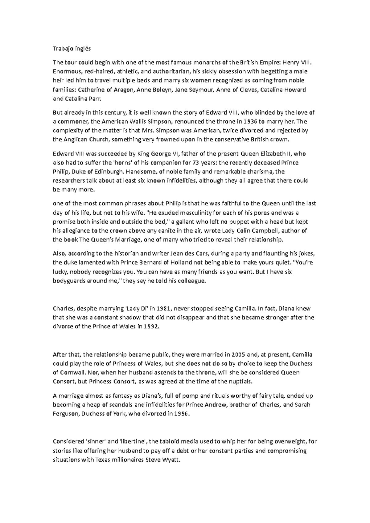 Trabajo inglés pp royal salseo - Trabajo inglés The tour could begin ...