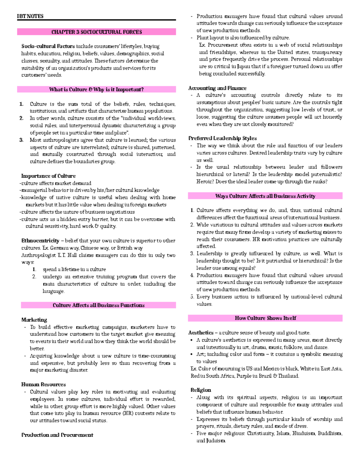 IBT Midterm - International Business and Trade - IBT NOTES CHAPTER 3 ...