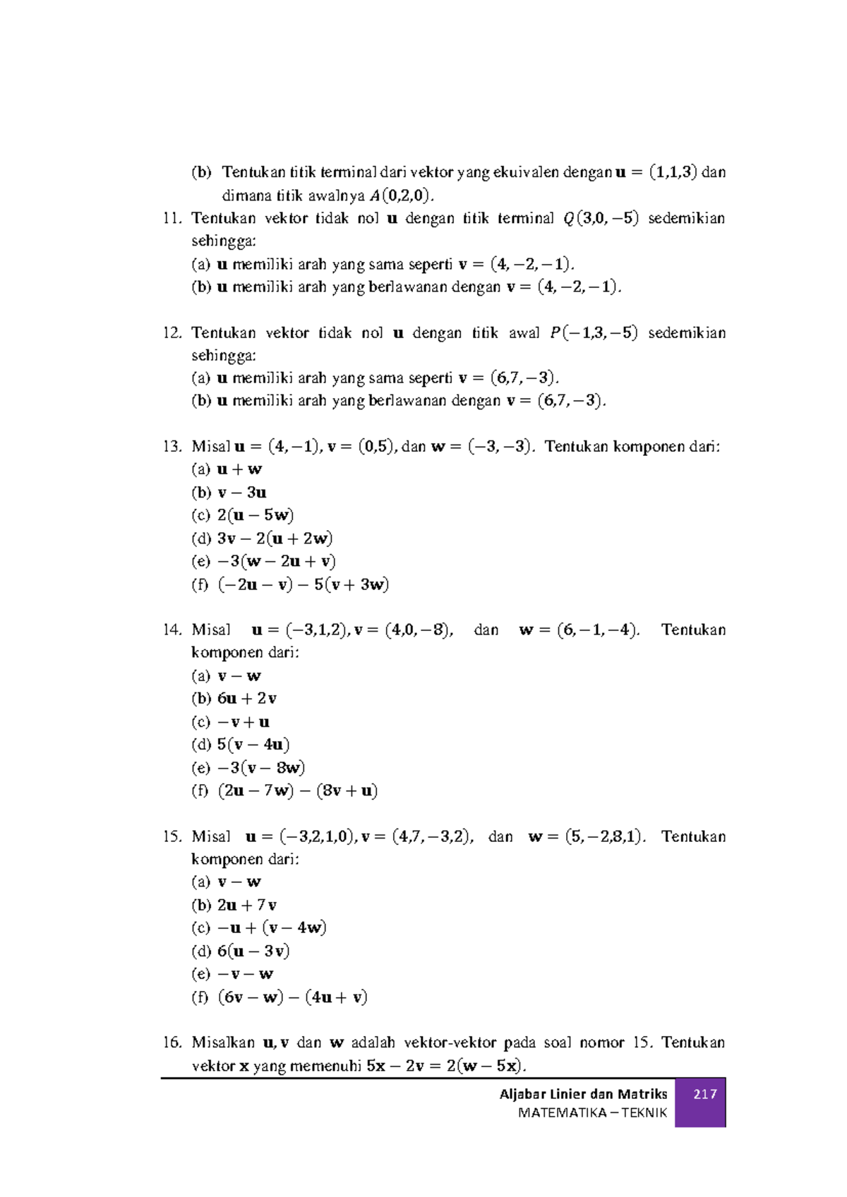 11 - Tugas - Aljabar Linier dan Matriks MATEMATIKA – TEKNIK 217 (b) Tentukan titik terminal dari ...