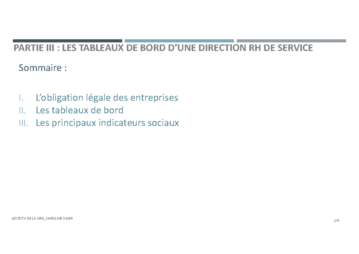 2019 Cours 3 LES FDTX GRH - Warning: TT: undefined function: 32 PARTIE III : LES TABLEAUX DE ...