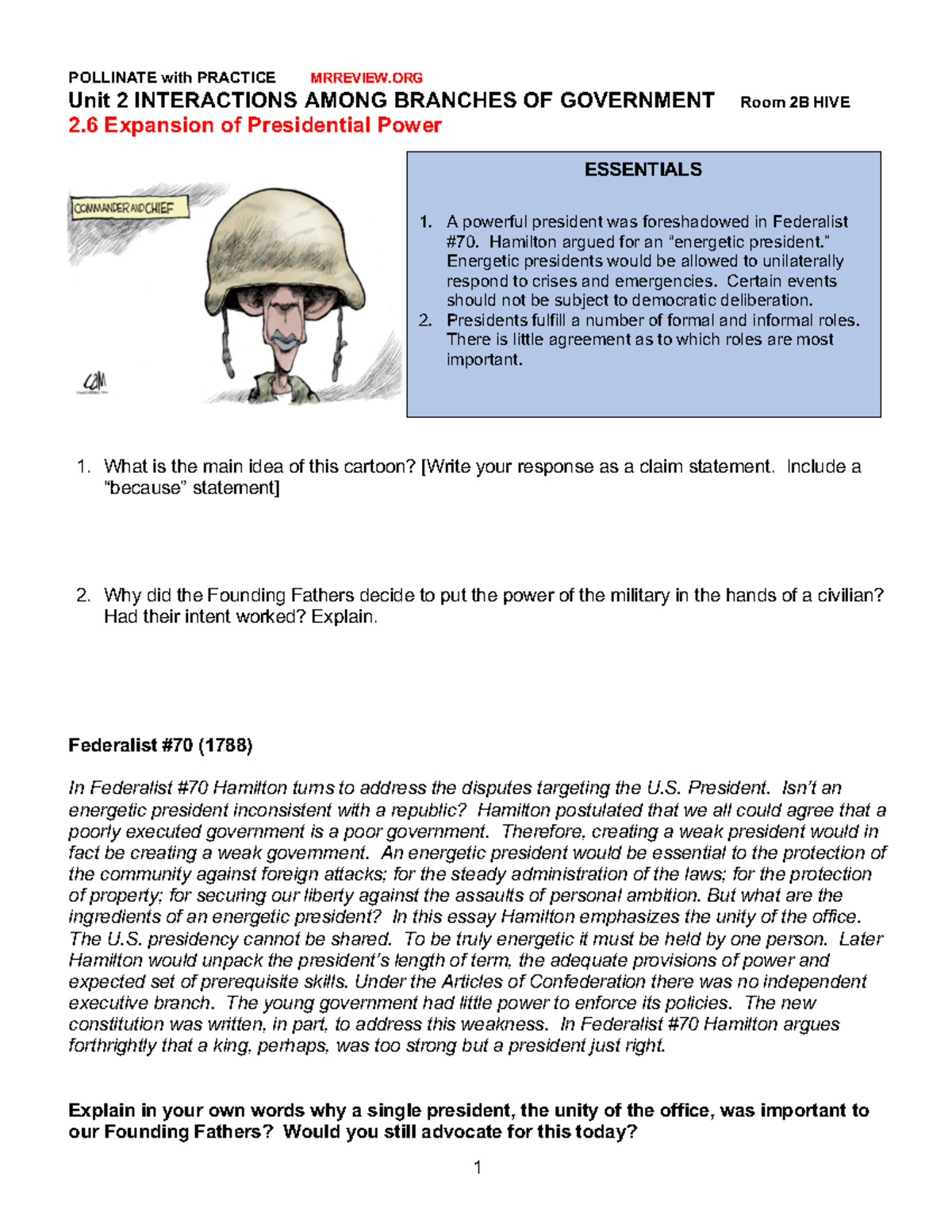 Practice 2 - Do your work. - 1 POLLINATE with PRACTICE MRREVIEW Unit 2 ...