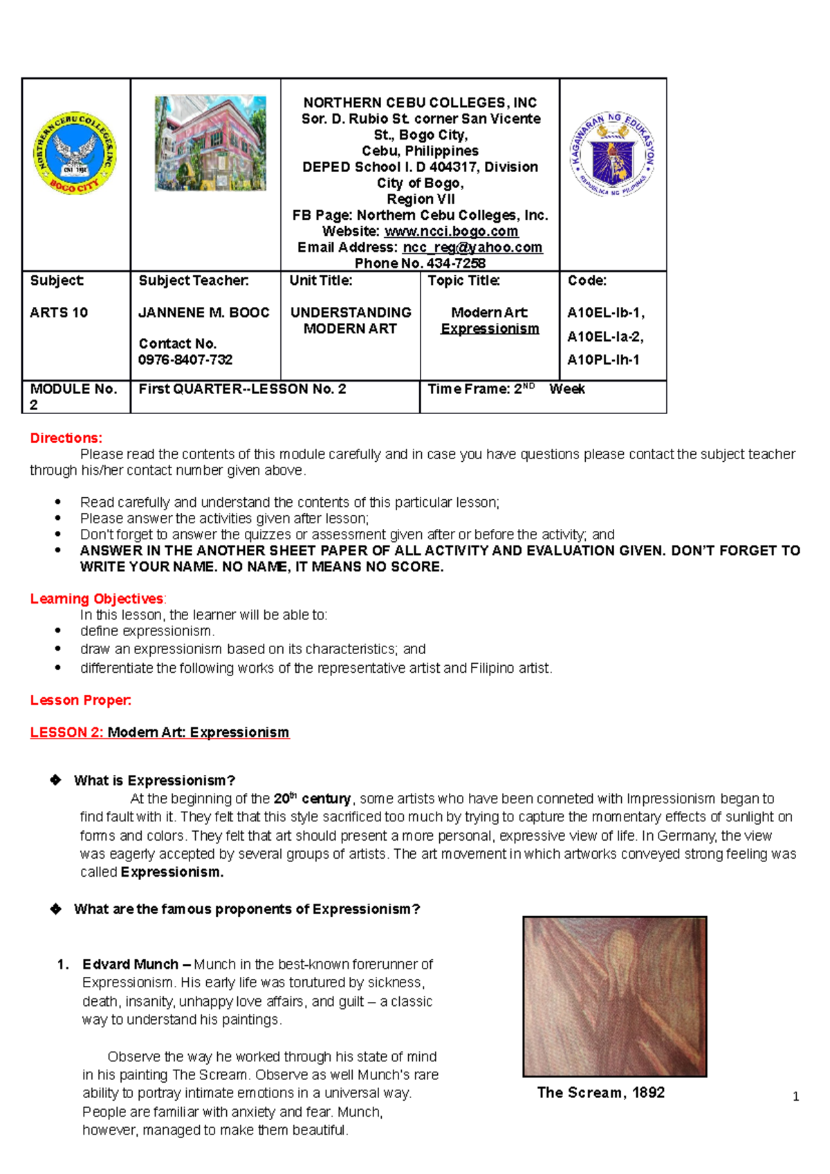 Module 2 - A document that you can use for reference. - NORTHERN CEBU ...