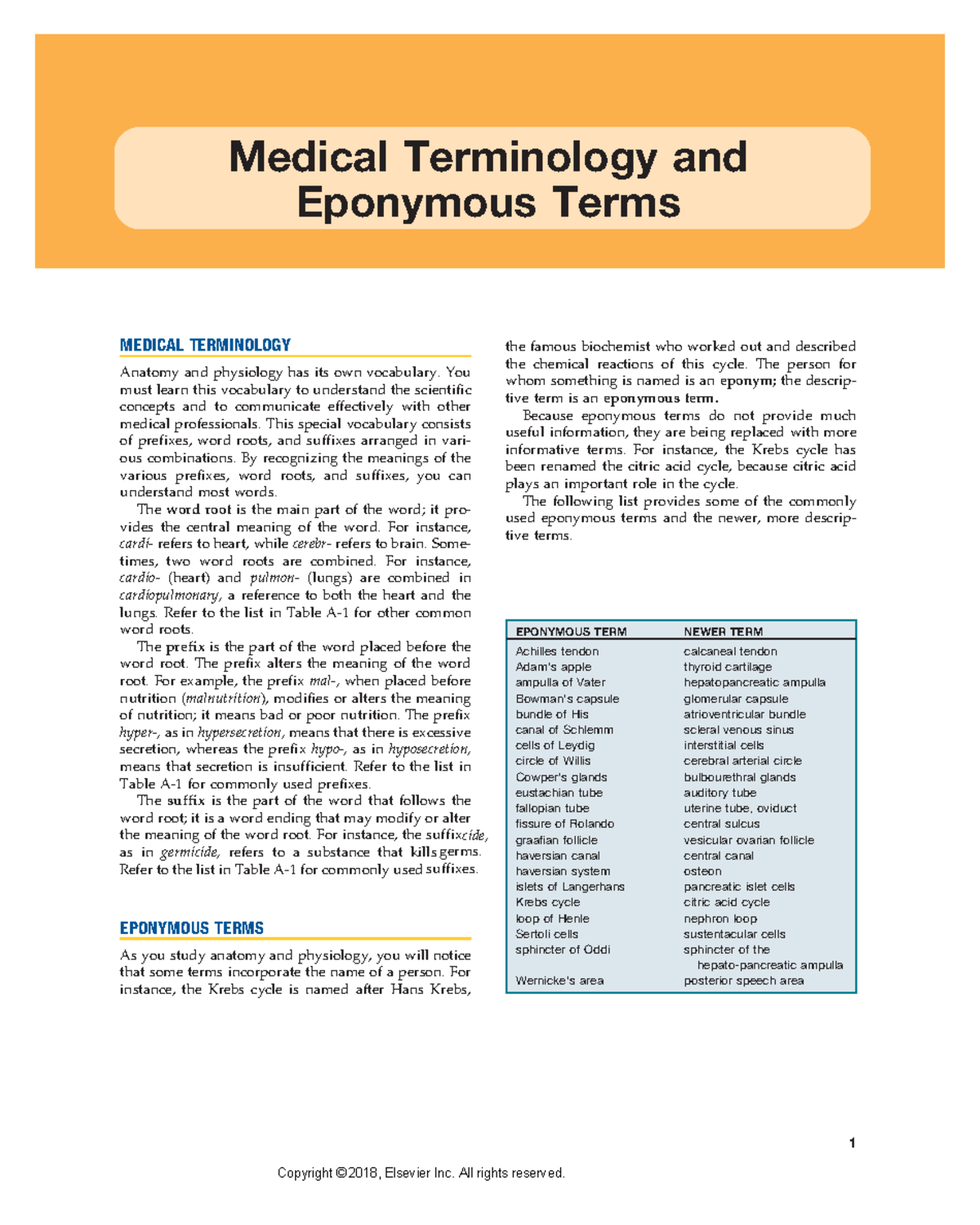 Medical Terminology and Eponymous Terms - Medical Terminology and ...