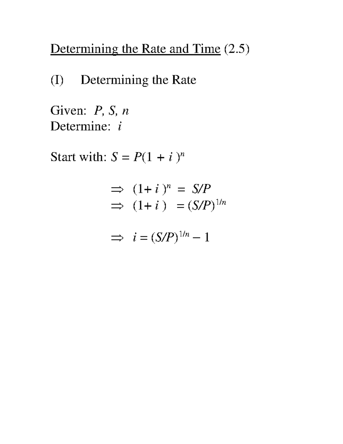Section 2.56 lecture notes - Determining the Rate and Time (2) (I ...