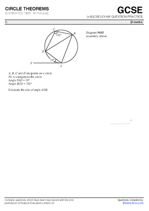 Third Space Learning Circle Theorems GCSE Worksheet - Circle Theorems - Worksheet Skill Group A ...