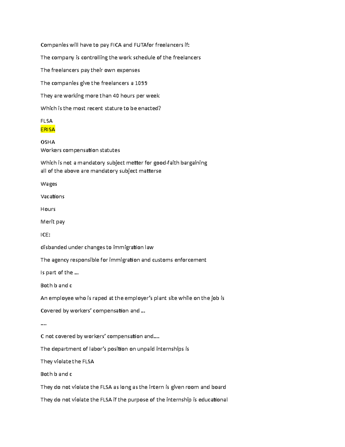 Mgmt 223- final questions - Companies will have to pay FICA and FUTAfor ...