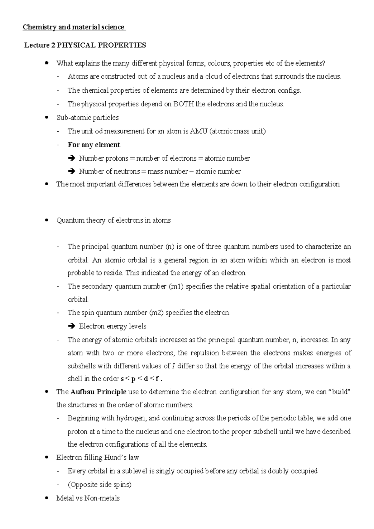 Chemistry and material science 1 - Chemistry and material science ...