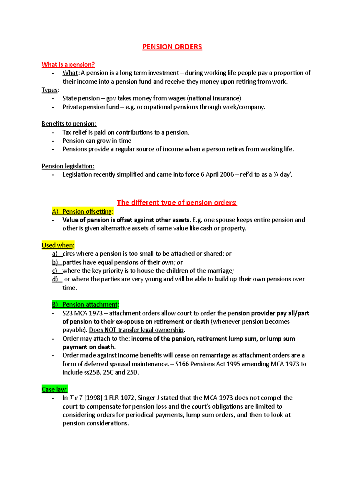 Pension orders - PENSION ORDERS What is a pension? - What : A pension ...