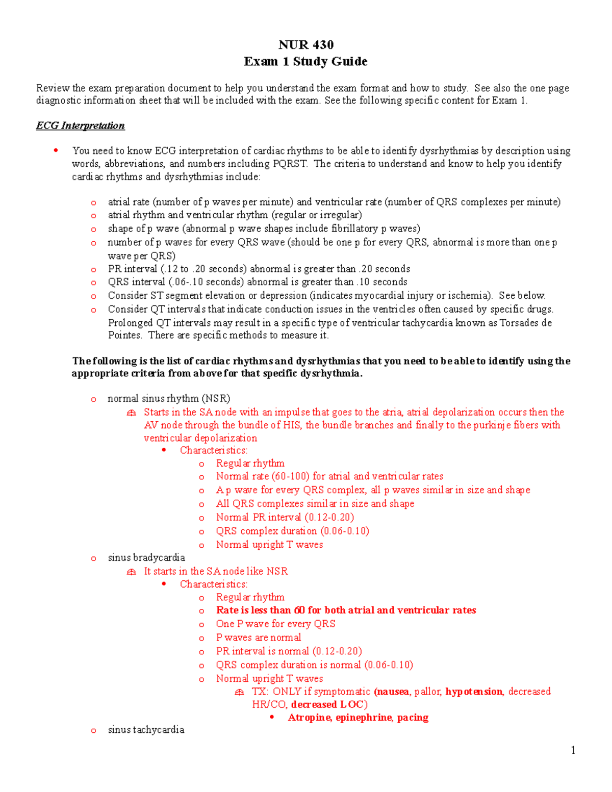 NUR 430 Exam 1 Study Guide - NUR 430 Exam 1 Study Guide Review the exam ...