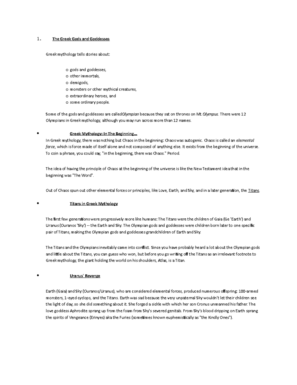 Greek Mythology, GODS AND GODDESSES - 1. The Greek Gods and Goddesses ...