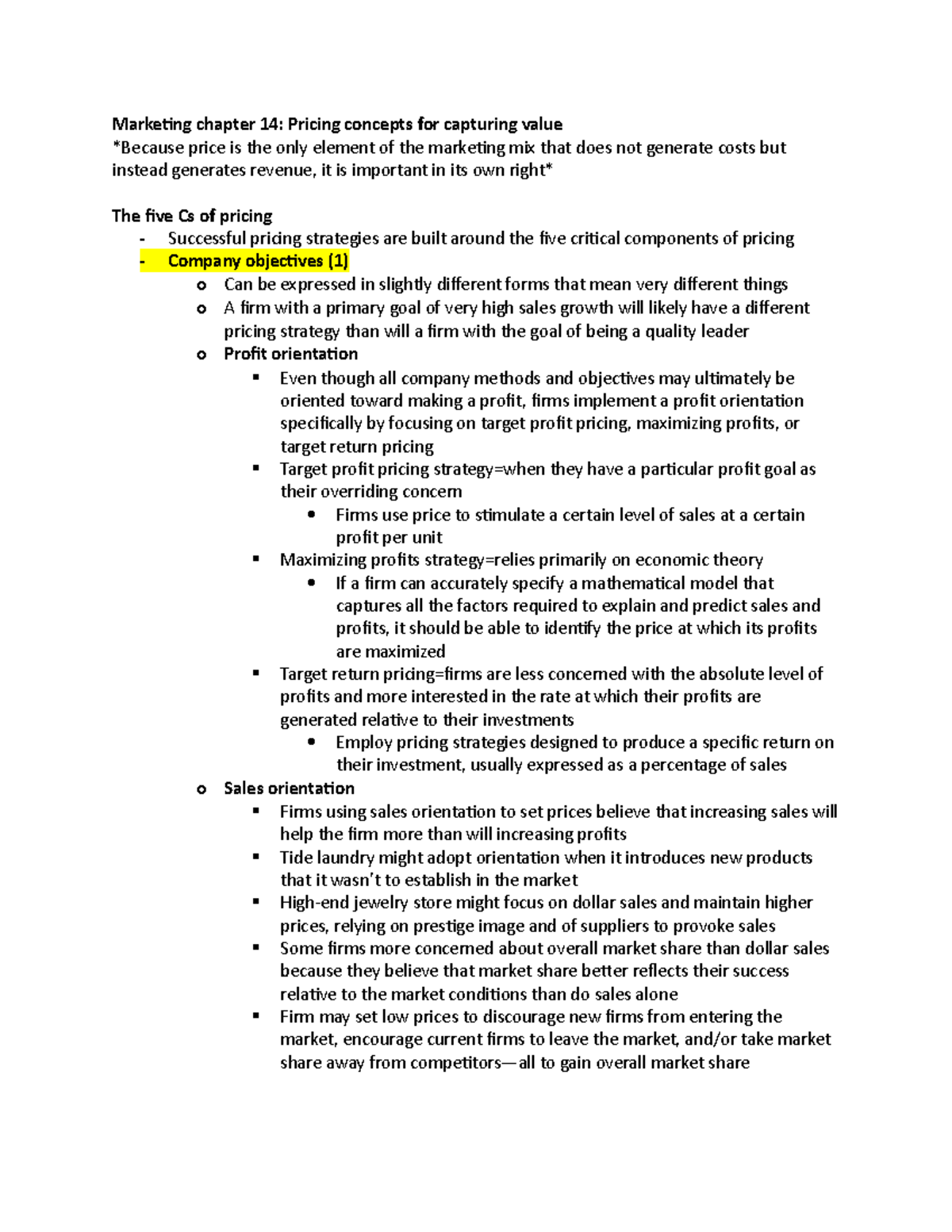 Marketing chapter 14 - Notes from the Cengage textbook. - Marketing ...