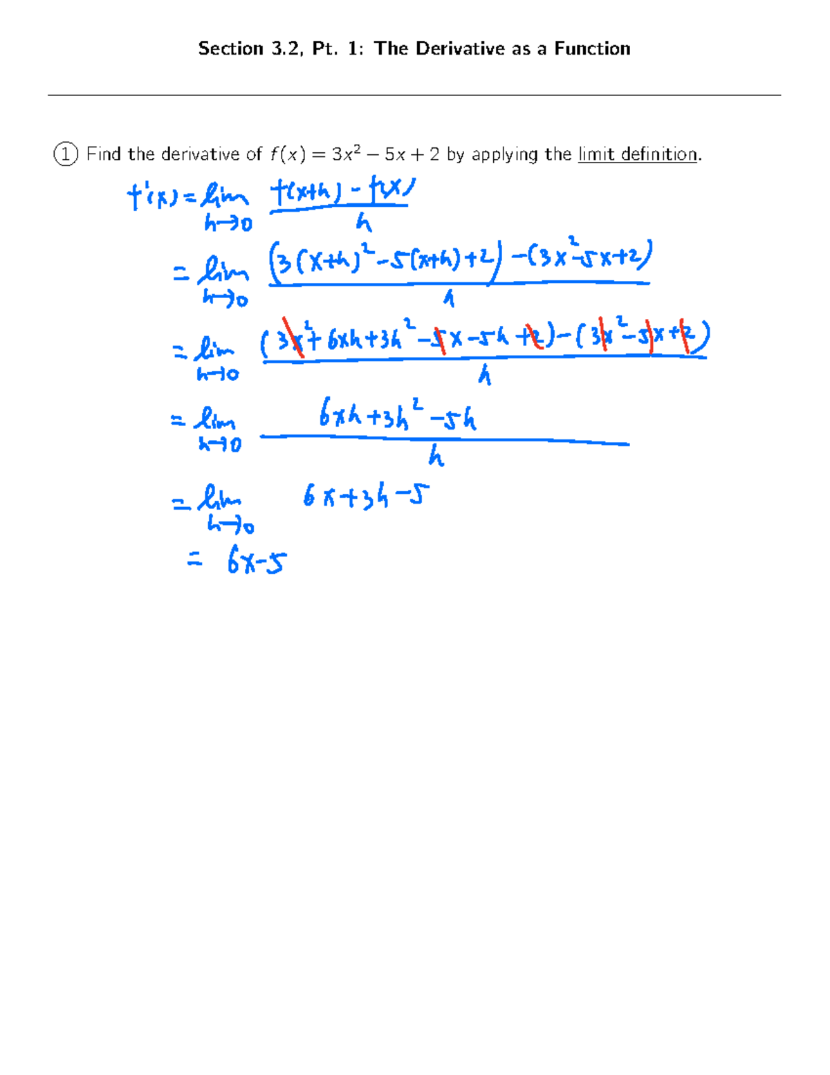 Math 1060 la4-Solution - Section 3, Pt. 1: The Derivative as a Function ...