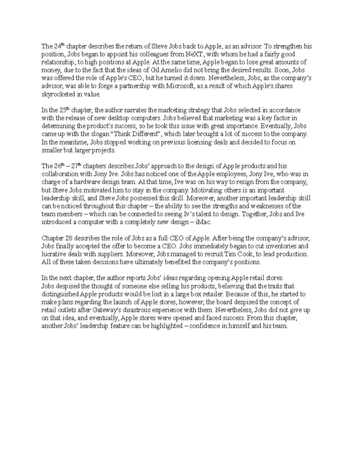Entry 3 - ddd - The 24th chapter describes the return of Steve Jobs ...