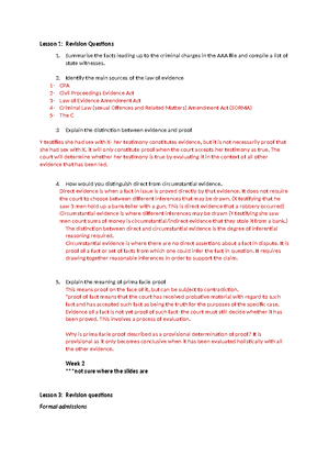 Law of Evidence lectures - Law of Evidence Week 1: An Introduction to ...