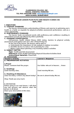 Math WK1 - DLL - Based on Annex 2B to DepEd Order No. 42, s. 2016 DAILY ...