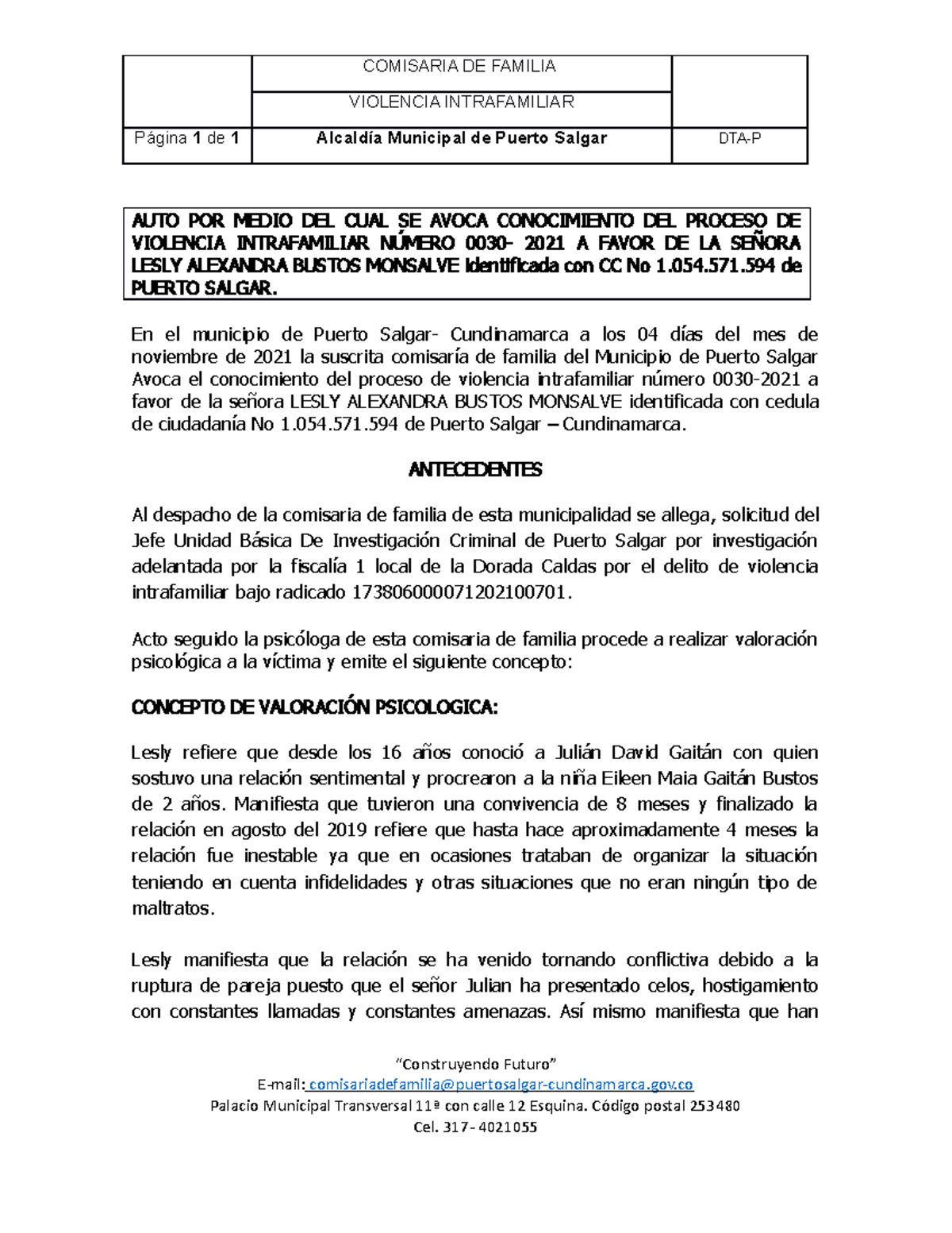 VIF 30-2021 Lesly Alexandra Bustos Monsalve - civil famila - Unicesar ...